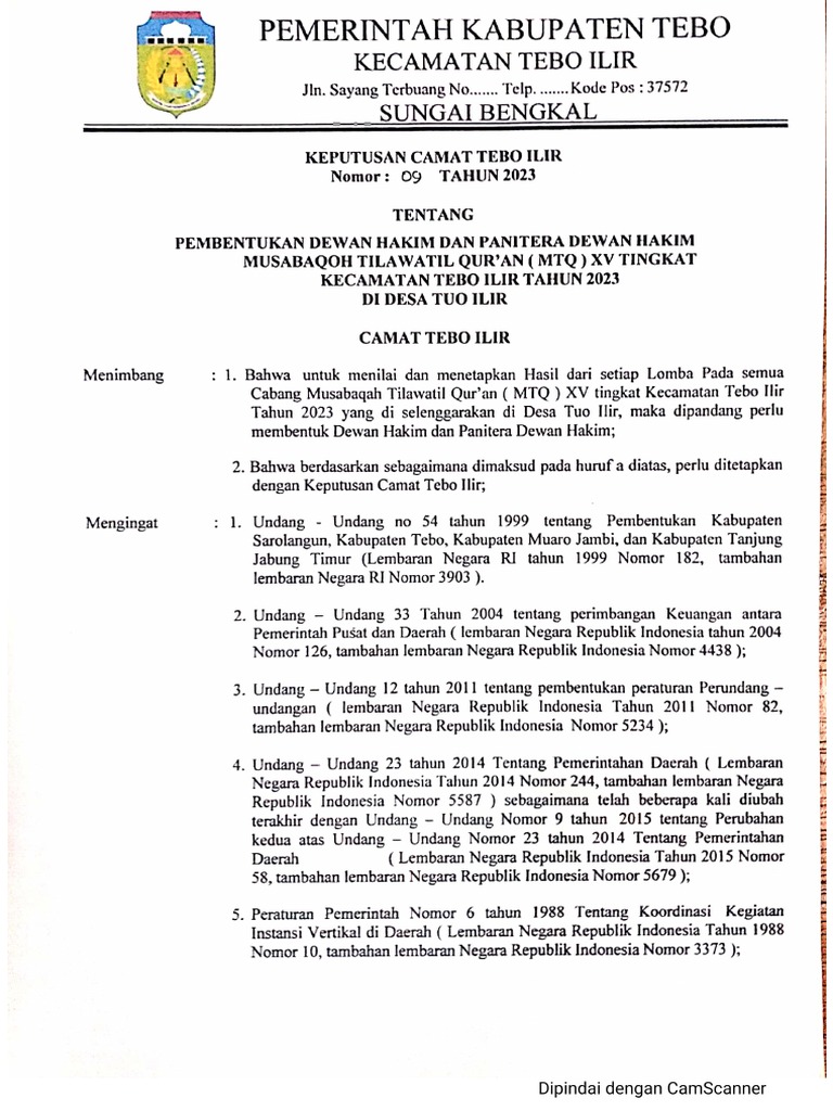 SK Dewan Hakim & Panitera MTQ | PDF