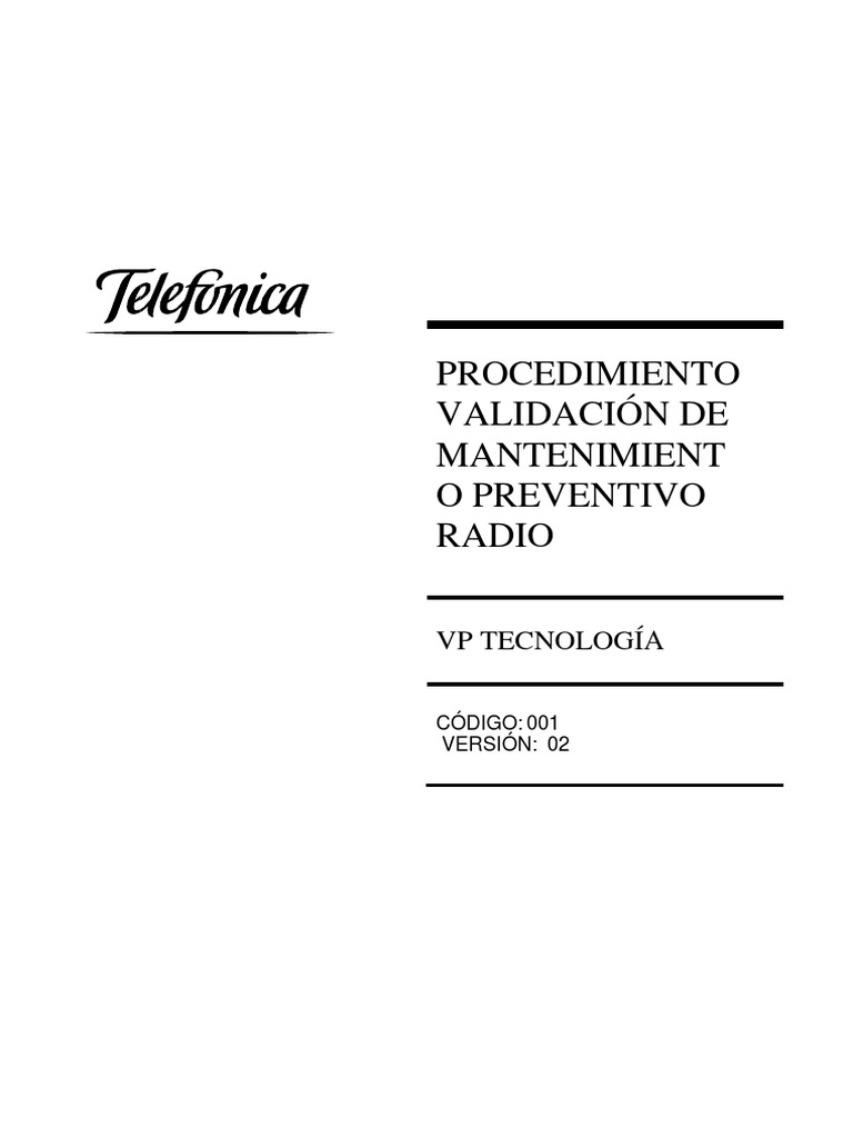 Procedimiento Validación de Mantenimiento Preventivo Radio 22.06 | PDF ...