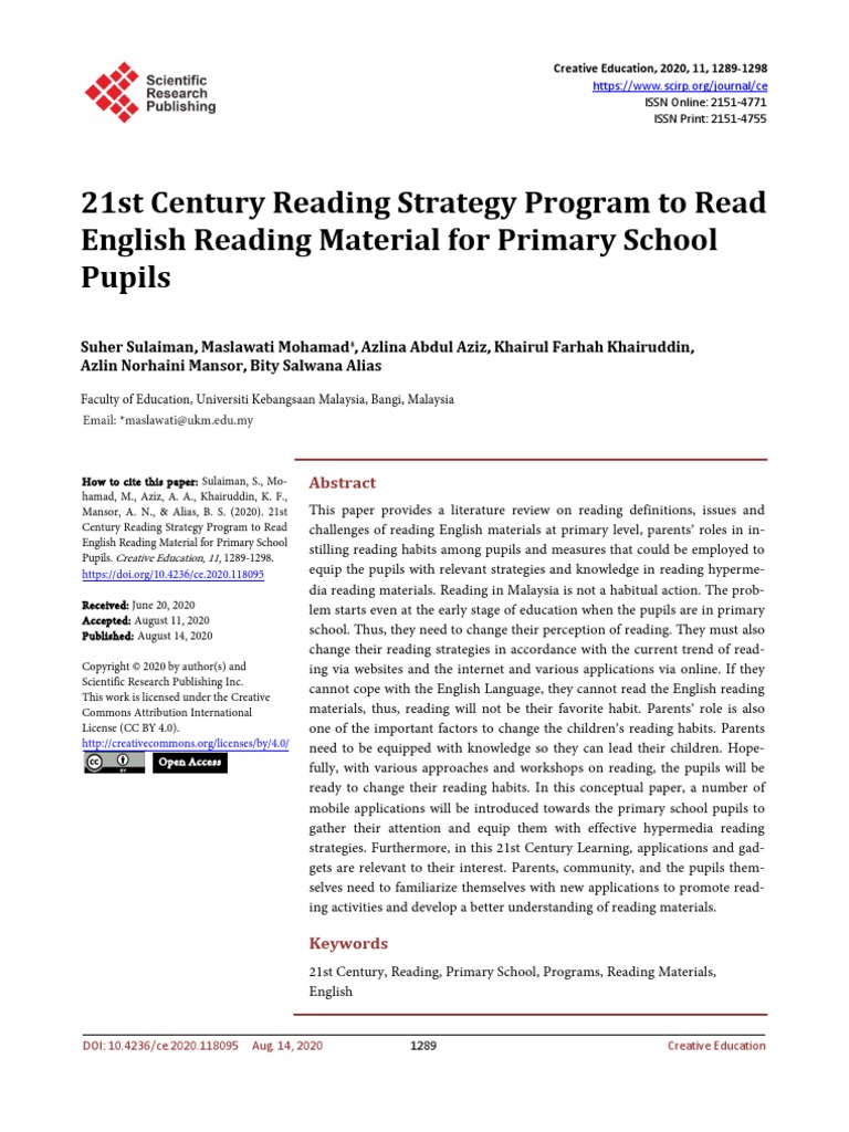 21st Century Reading Strategy Program To Read | PDF | Social Science