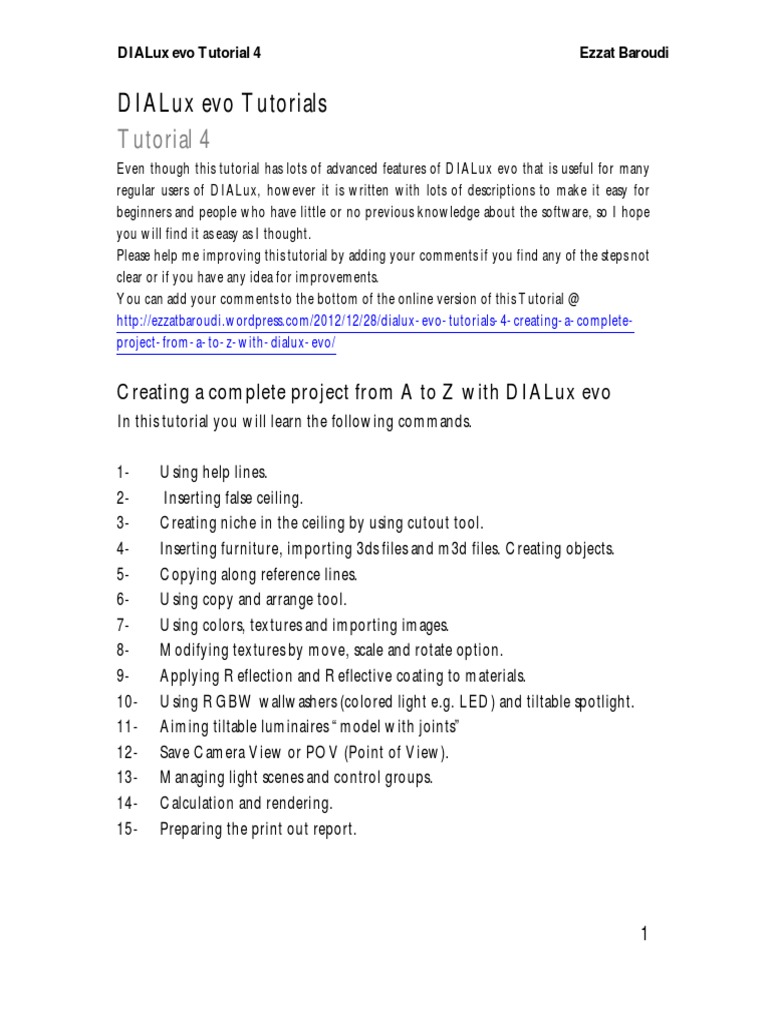 Dialux Evo Tutorial 04 Ezzat Baroudi Creating A Complete Project PDF ...