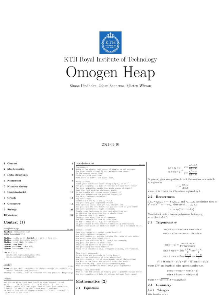 Kactl | PDF | Mathematics | Computer Programming