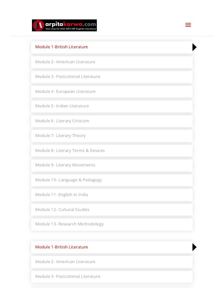 Module 1 - British Literature For UGC NET - JRF English Literature | PDF