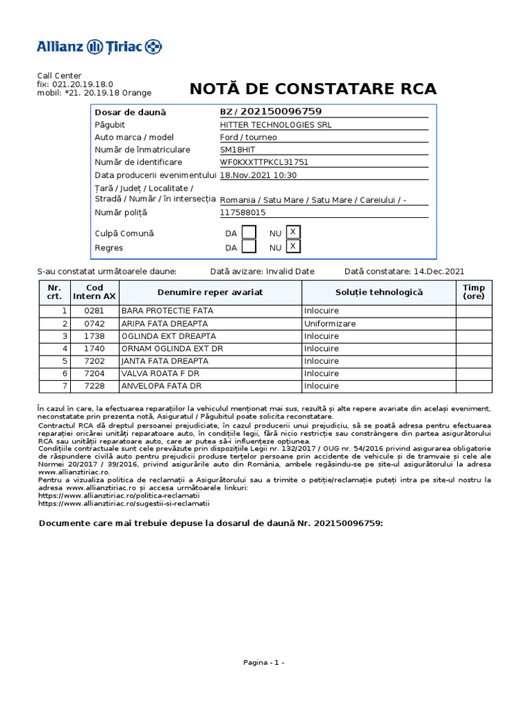 Nota Constatare | PDF