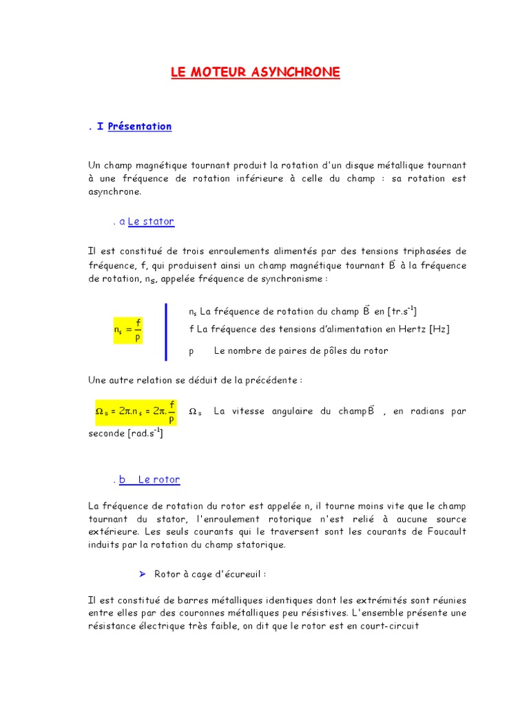 Cours Moteur Asynchrone | PDF
