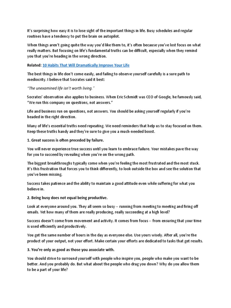 10 Fundamental Truths That Will Change Your Life | PDF | Truth | Stress (Biology)