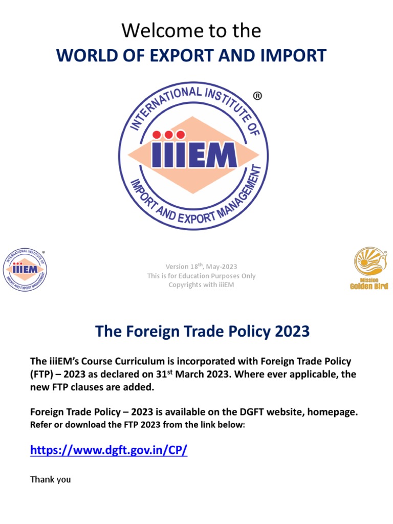 Export - Import Cycle - 18 May-2023 | PDF | Economies | Business