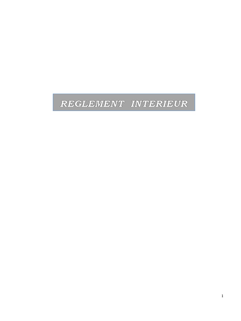Règlement Intérieur | PDF