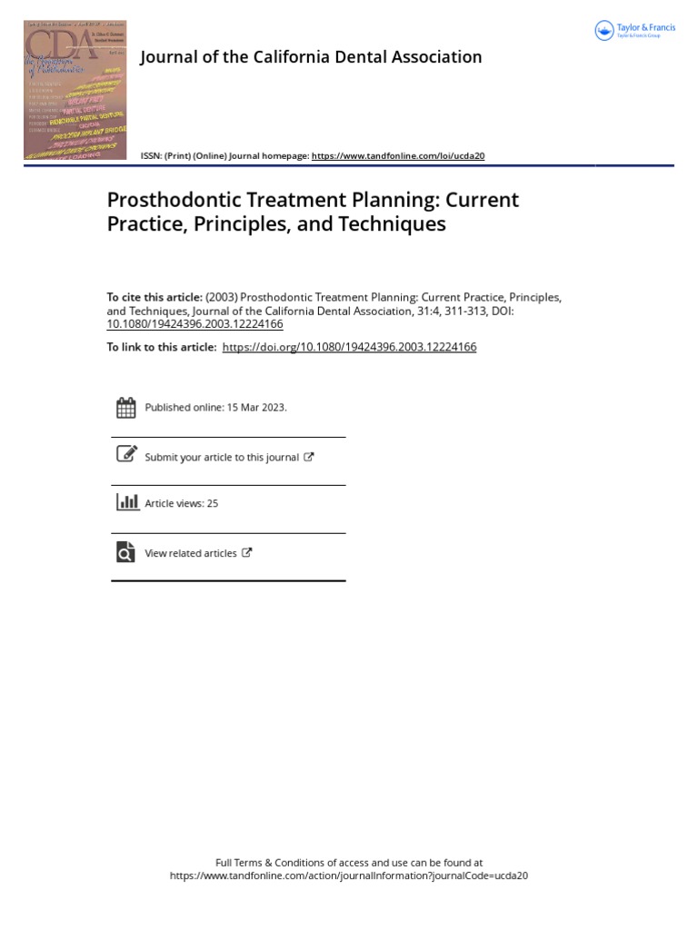 Prosthodontic Treatment Planning Current Practice Principles and ...