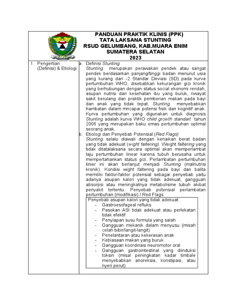 Panduan Praktik Klinis (PPK) Stunting | PDF