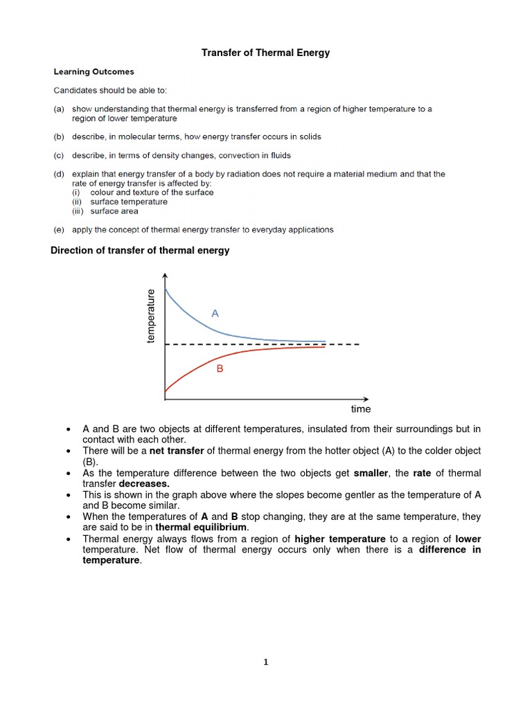 C10 Transfer of Thermal Energy | PDF
