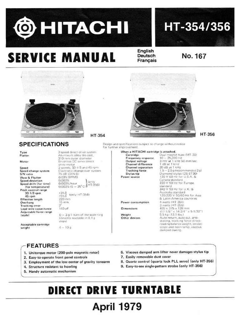 Hitachi HT 356 Service Manual | PDF
