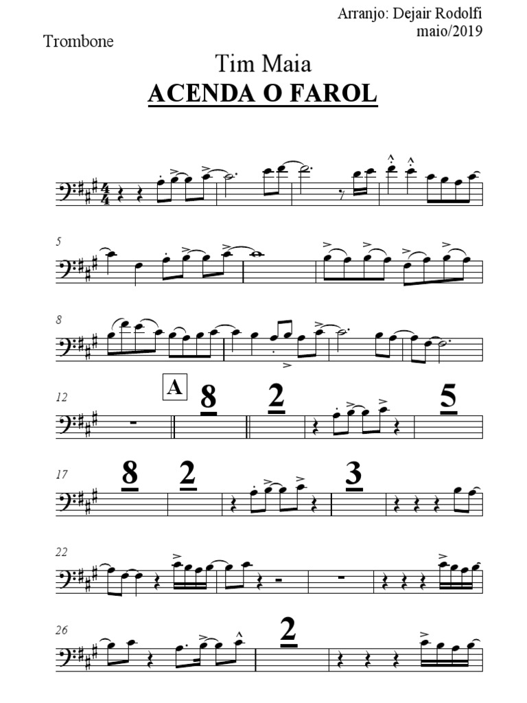Acenda o Farol Fa Sustenido Menor Trombone | PDF