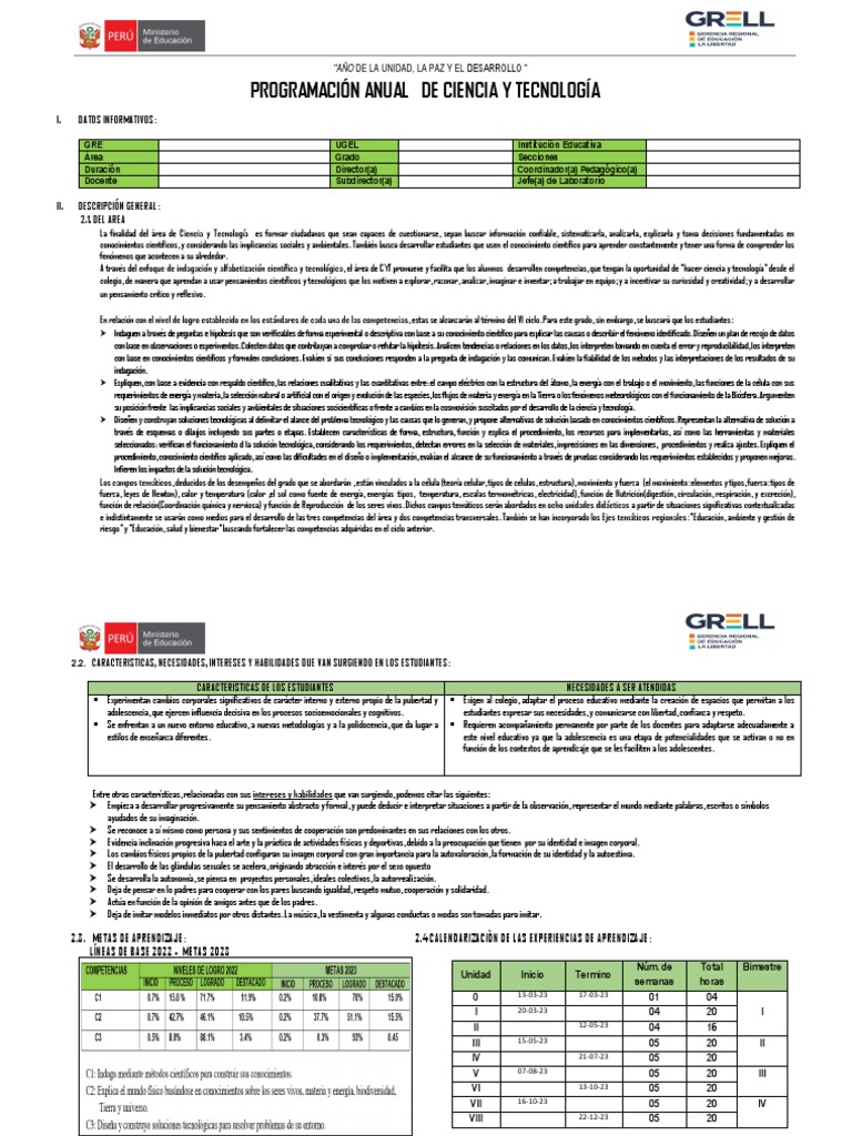 Modelo Desarrollado de Programacion Anual - Cyt - 2° | PDF | Aprendizaje | Importar