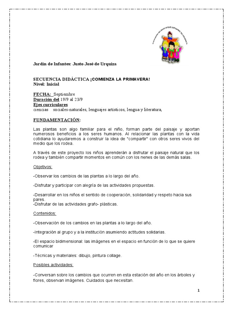 Proyecto Didáctico: ¡Comienza la Primavera! | PDF | Educación de la ...