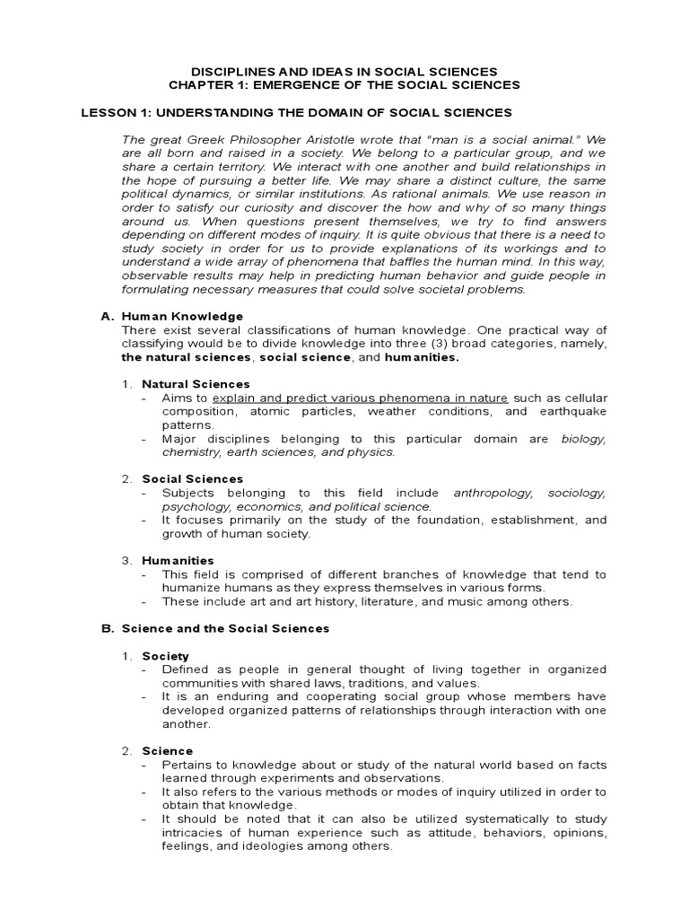 DISS - Chapter 1 - Lesson 1 | PDF | Science | Social Sciences