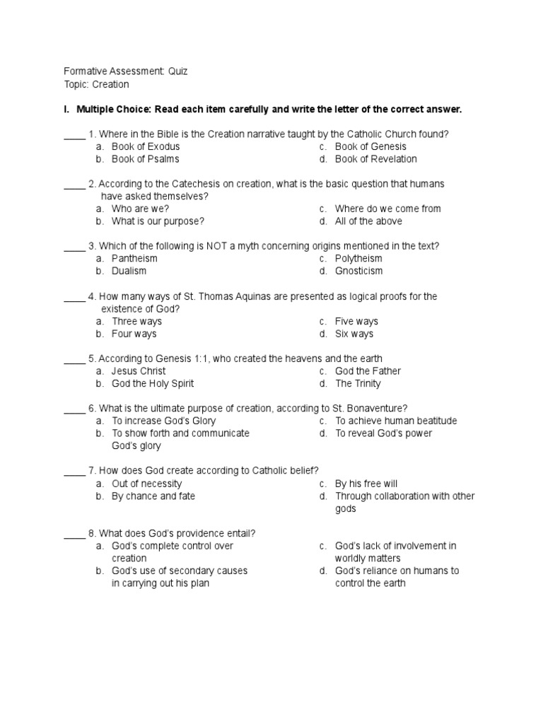 Formative Assessment Quiz (Creation) | PDF