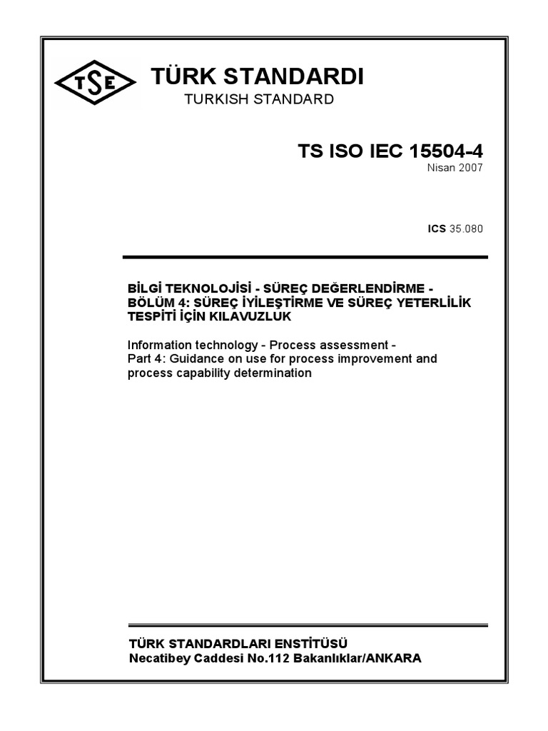 Türk Standardi: TS ISO IEC 15504-4 | PDF
