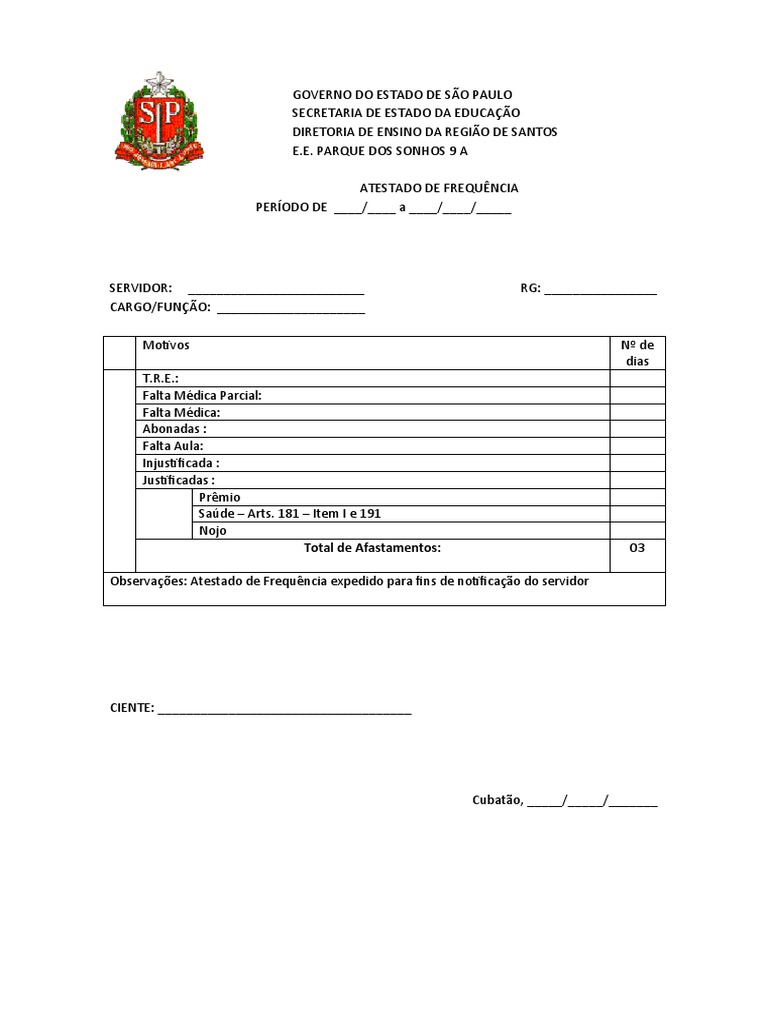 Atestado de Frequência Escolar | PDF