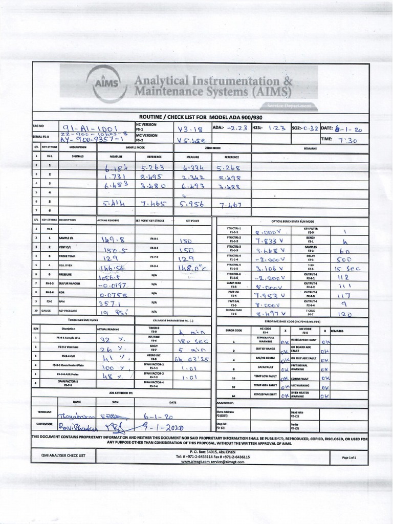 91ai1001 (Ametek 900) Log Report | PDF