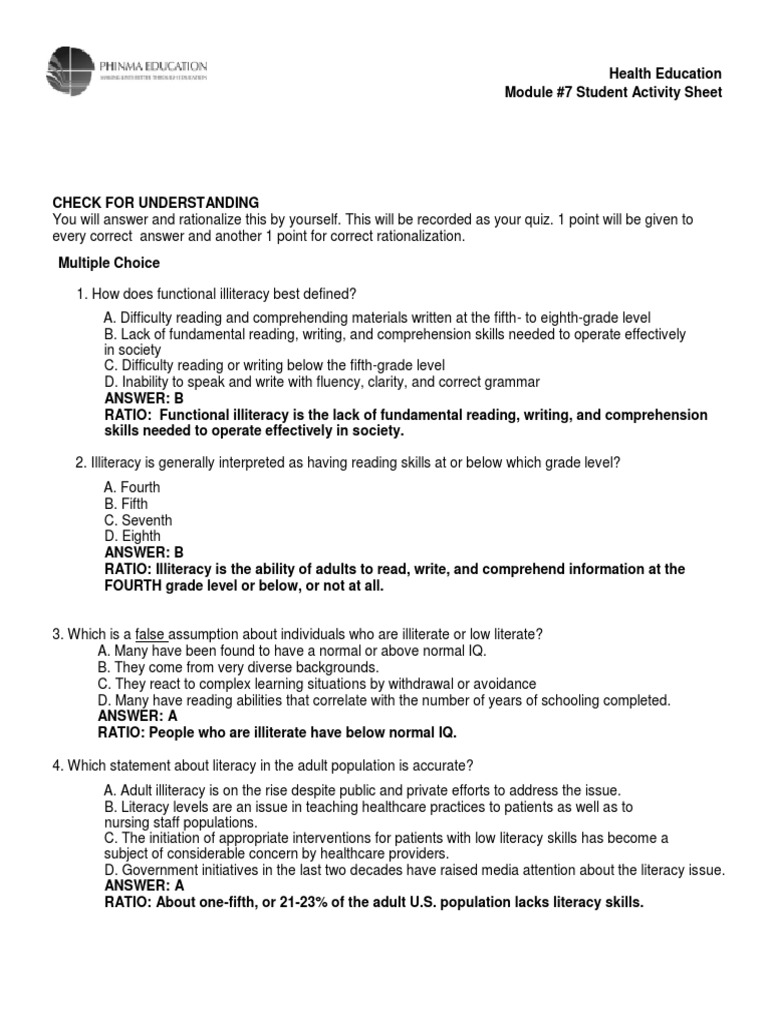Health Education Sas7 | PDF | Literacy | Nursing