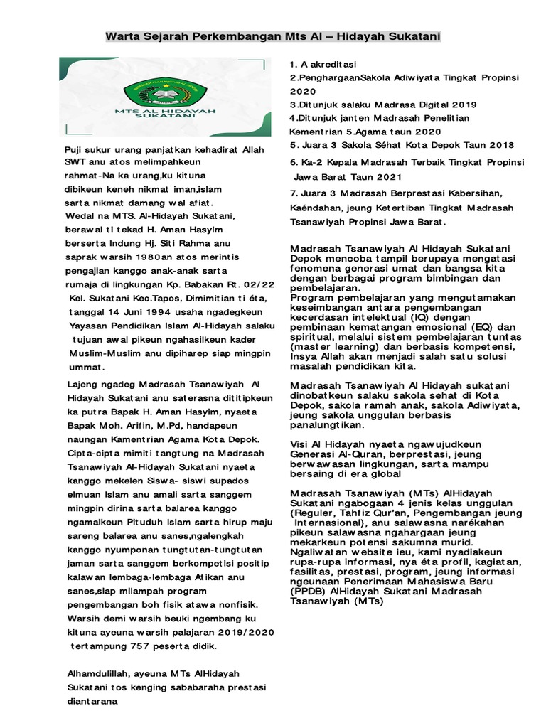 Bahan Materi UPRAK B.Sunda 8 | PDF