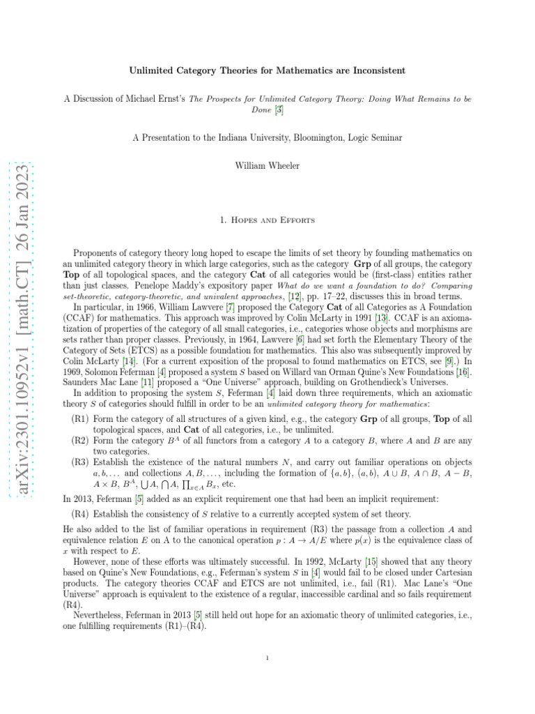 Inconsistencies of Unlimited Category Theories | PDF