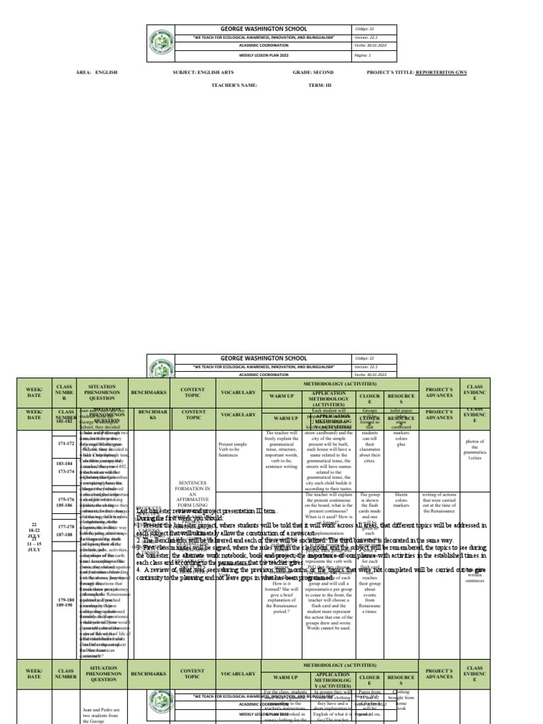 2 - Lesson Plan - English Arts - Iii Term | PDF