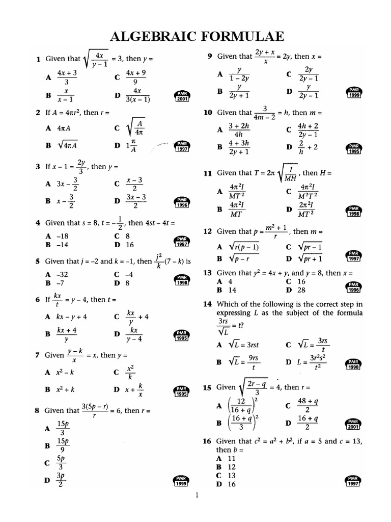 Algebraic Formulae Pdf 1514