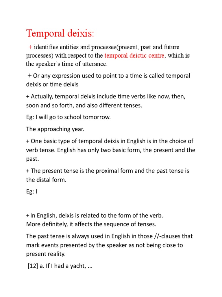 Temporal Deixis | PDF