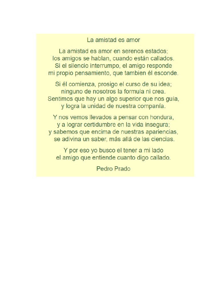 La Amistad Es Amor, Pedro Prado | PDF
