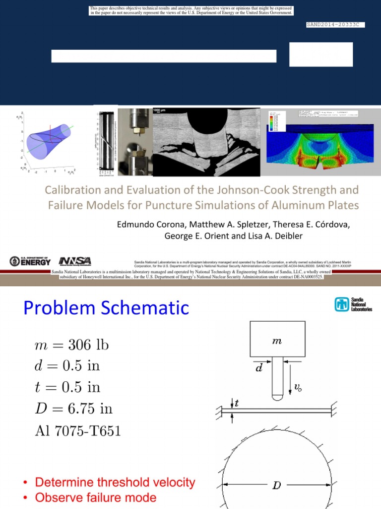 Calibration and Evaluation of The Johnson-Cook Strength and Failure Models For Puncture ...