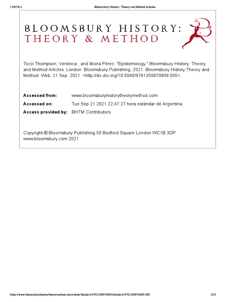 Bloomsbury History Theory and Method - Epistemology | PDF ...