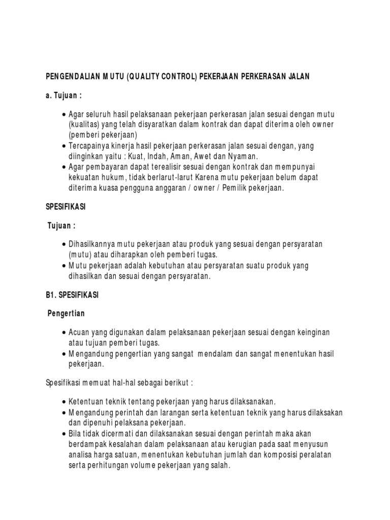 Pengendalian Mutu (Quality Control) Pekerjaan Perkerasan Jalan A ...