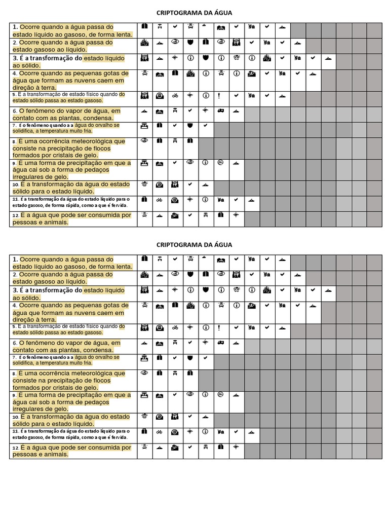 1º 06 2023 Criptograma Ciclo Da Água | Download grátis PDF | Vapor | Nuvem