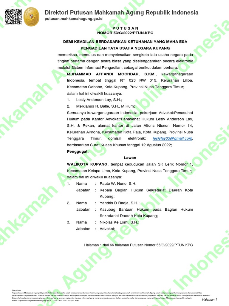 Putusan 53 G 2022 Ptun - KPG 20230513155538 | PDF