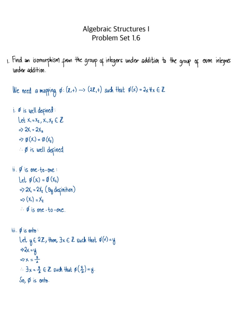 Algebraic Structures Problem Set 1.6 | PDF