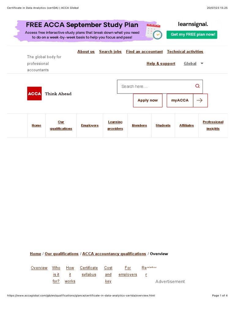 ACCA Data Analytics Certificate Overview | PDF