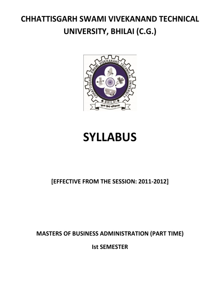 Syllabus - MBA SEMESTER I (PART TIME) - New Course | PDF