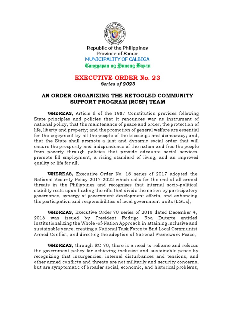 Eo 23 2023 RCSP | PDF