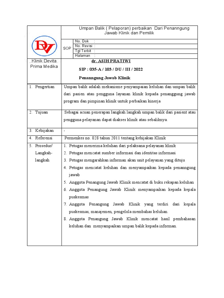 EP 2 3 9 3 Umpan Balik Pelaporan Dari Pelaksana Kepada Penanggung Jawab Program Dan Pinpinan ...