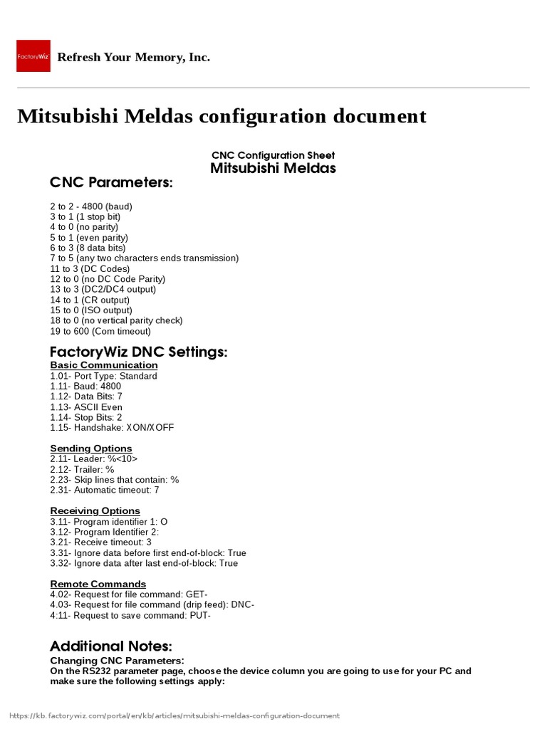 Mitsubishi Meldas Configuration Document | PDF