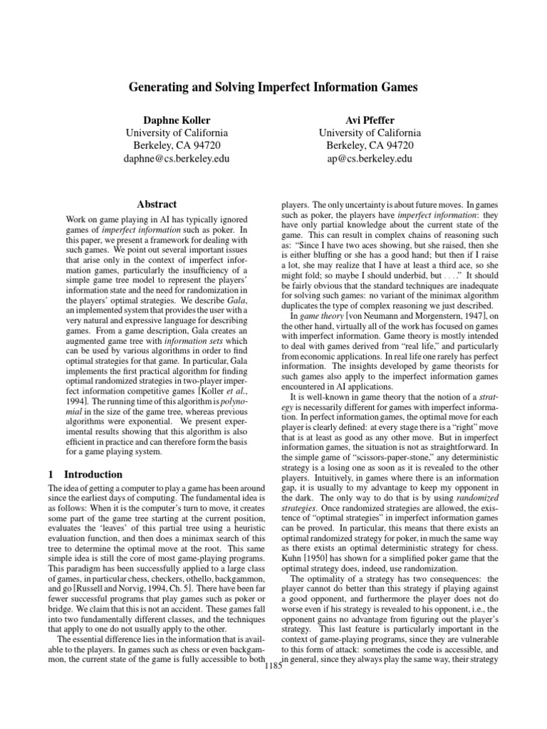 Generating and Solving Imperfect Info Games | PDF