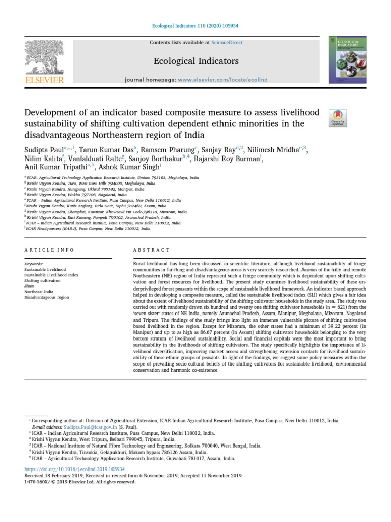 2020 - Ecological Indicator-Sudipta Paul | PDF