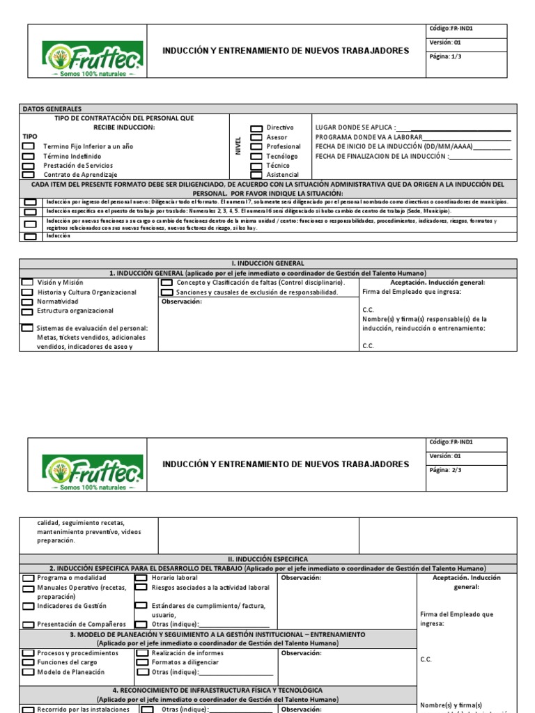 Formato Induccion Nuevo Personal | PDF | Gestión de recursos humanos | Business