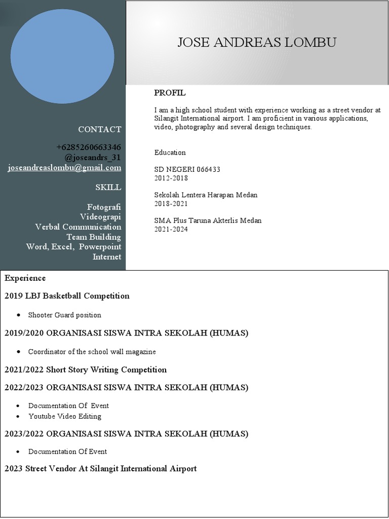 CV Jose Andreas Lombu | PDF