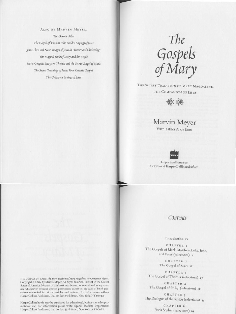 The Gospels Of Mary Pdf Mary Magdalene New Testament Content