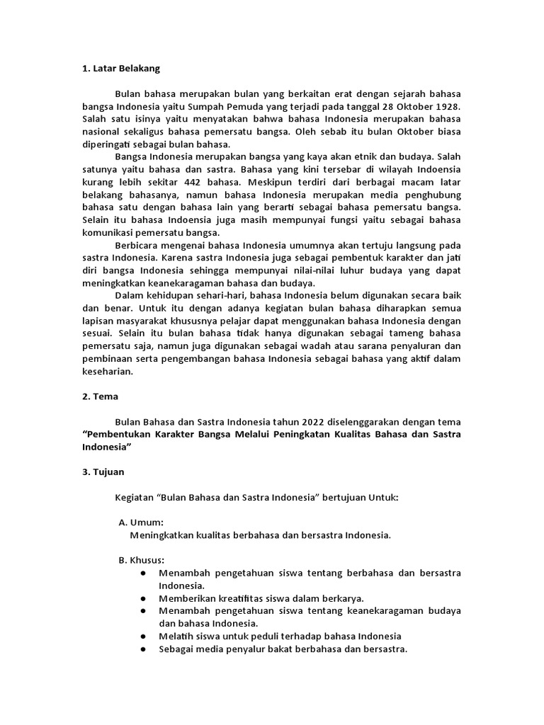 Proposal Lomba Bulan Bahasa | PDF