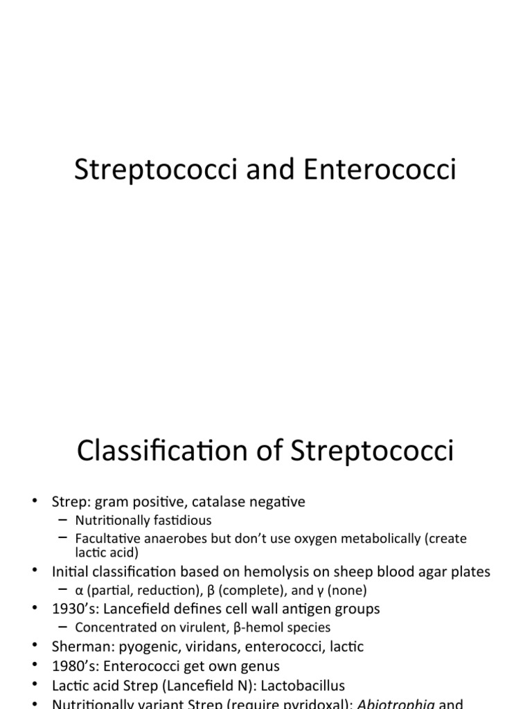 Strep and Enterococci | PDF | Streptococcus | Medical Specialties