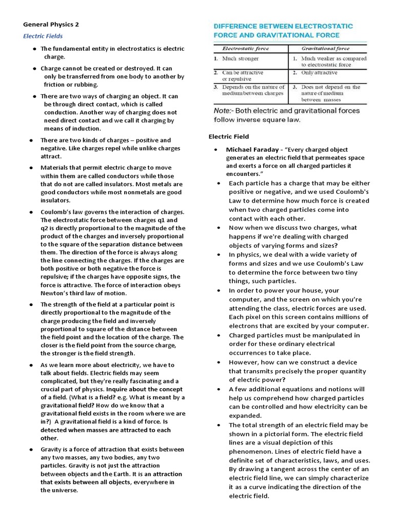 General Physics 2 | PDF | Electric Charge | Electric Field