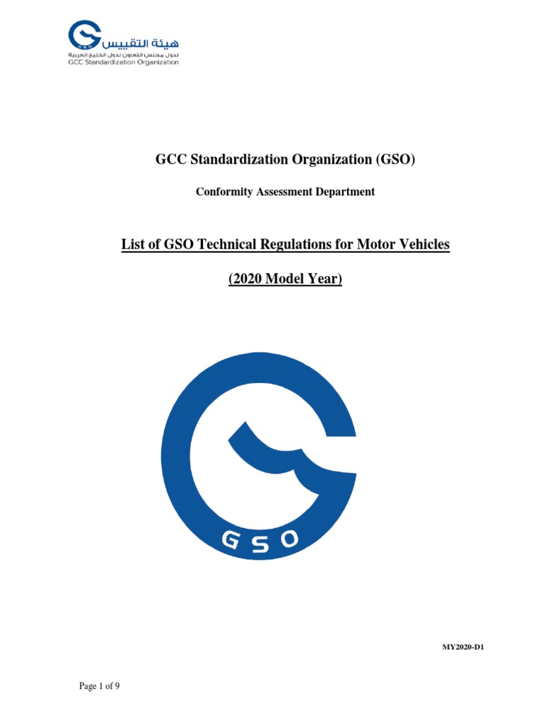 GSO Technical Regulations Motor Vehicels 2020 Model Year 1 | Download ...